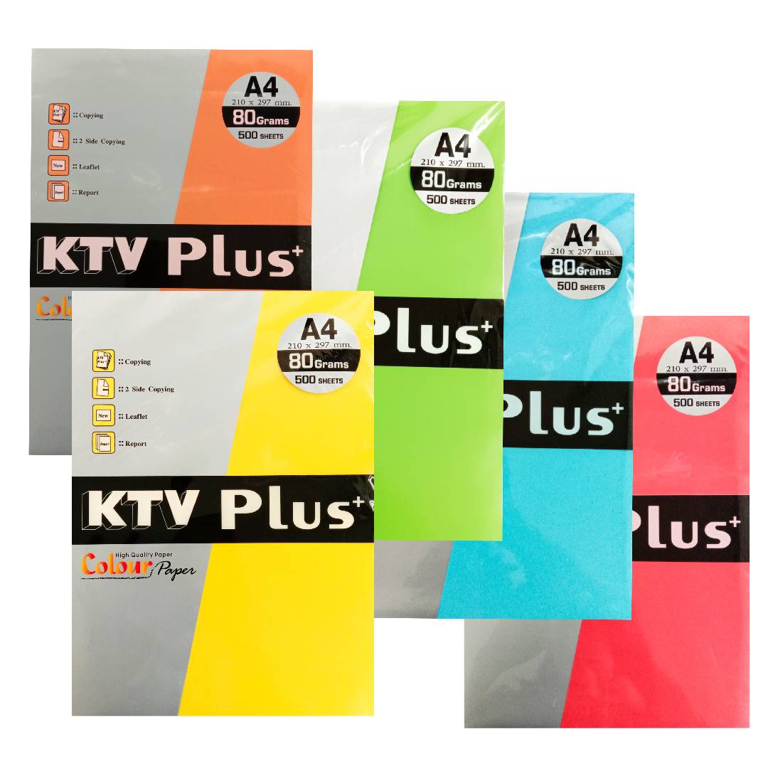 กระดาษปอนด์สี KTV Plus 80g A4 500 แผ่น/รีม – LIKE OFFICE